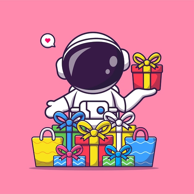 Ładny Astronauta Trzymający Pudełko Na Prezent Kreskówka Wektor Ikona ... Ładny Astronauta Trzymający Pudełko Na Prezent Kreskówka Wektor Ikona ...