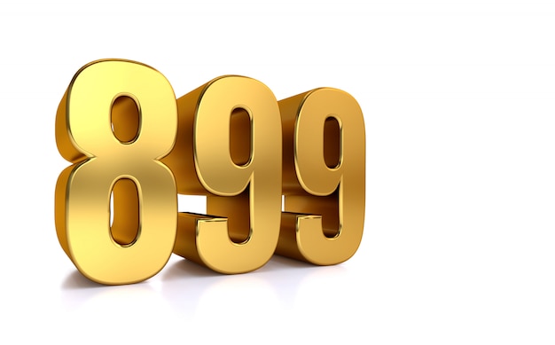 Ochocientos noventa y nueve, número de oro 3d 899 | Foto Premium Ochocientos noventa y nueve, número de oro 3d 899 | Foto Premium