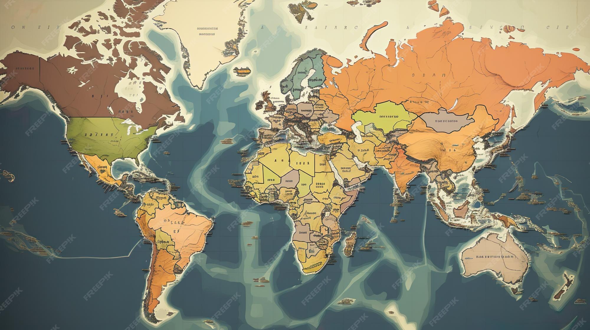Mappa fisica del mondo con dettagli ad alta risoluzione e confini ... Mappa fisica del mondo con dettagli ad alta risoluzione e confini ...