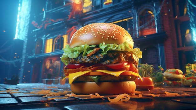 Köstlicher Burger In Der Stadt Kostenlose Foto