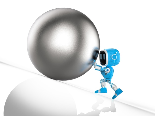 Asistente robótico azul o robot de inteligencia artificial empuje ... Asistente robótico azul o robot de inteligencia artificial empuje ...