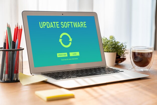 Atualização de software no computador para versão moderna do software ... Atualização de software no computador para versão moderna do software ...