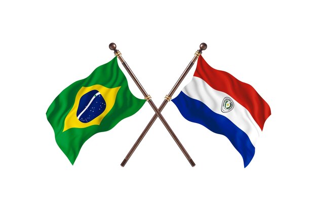 Barazil versus fondo de banderas de paraguay | Foto Premium Barazil versus fondo de banderas de paraguay | Foto Premium