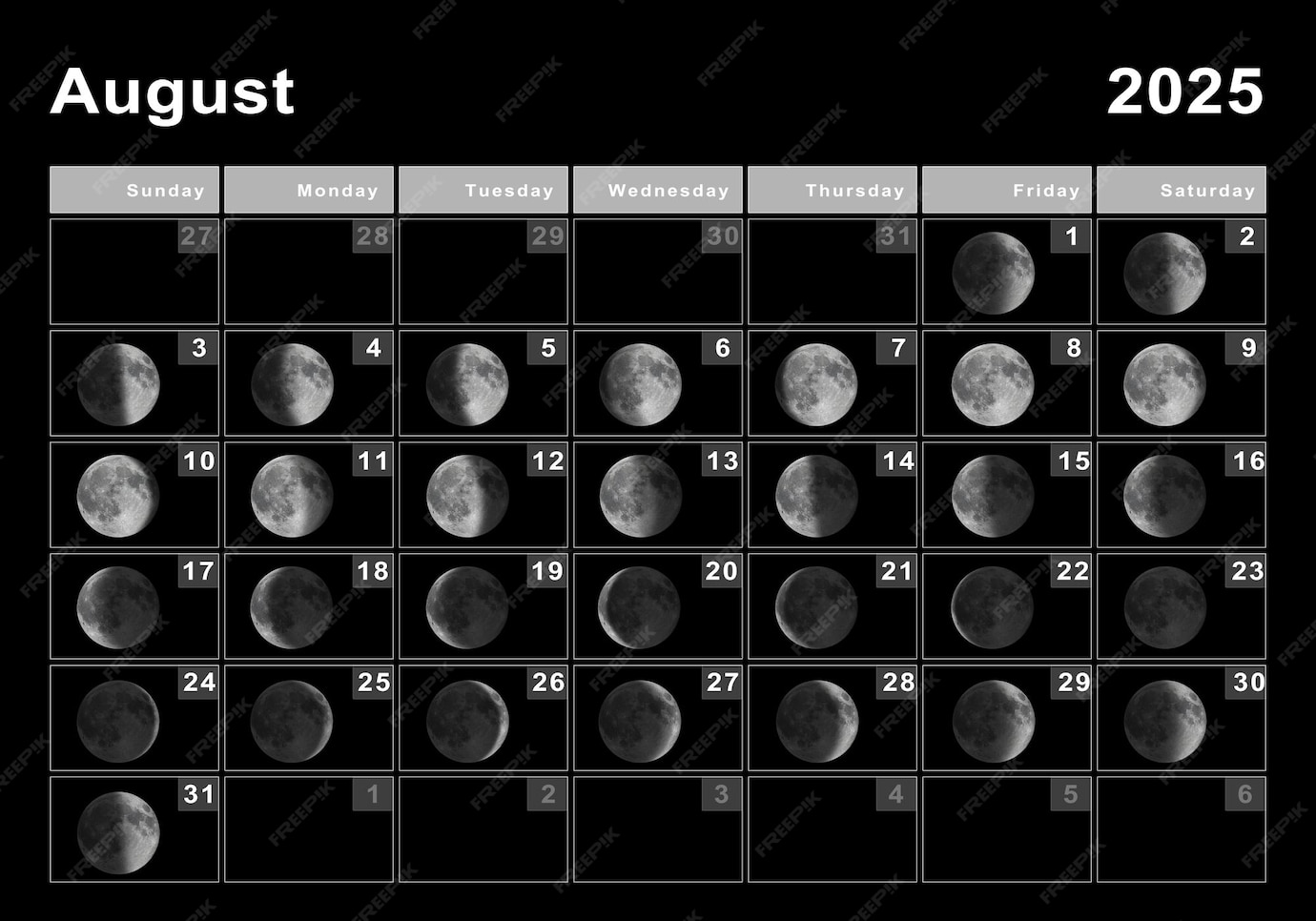 Calendário lunar de agosto de 2025, ciclos da lua, fases da lua | Foto ... Calendário lunar de agosto de 2025, ciclos da lua, fases da lua | Foto ...