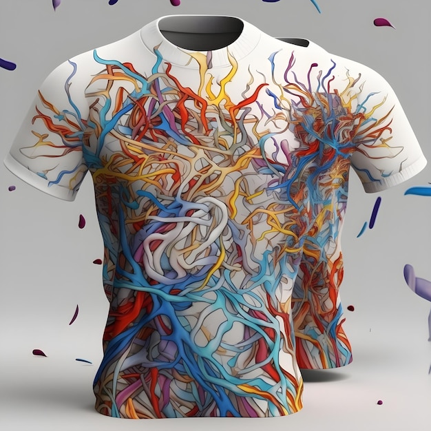 Una camiseta con muchos colores que dice Una camiseta con muchos colores que dice