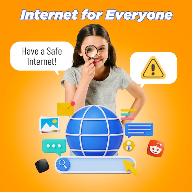 Composición De Seguridad En Internet Para Niños Y Jóvenes Foto Premium