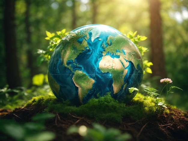 El concepto de día mundial del medio ambiente y la tierra con la ... El concepto de día mundial del medio ambiente y la tierra con la ...