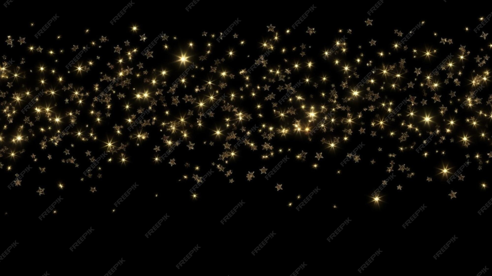 Confeti De Estrellas Doradas Y Brillo En Un Fondo Negro Para El Fondo