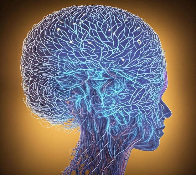 Un dibujo de una cabeza humana con cerebro y cerebro. | Foto Premium Un dibujo de una cabeza humana con cerebro y cerebro. | Foto Premium