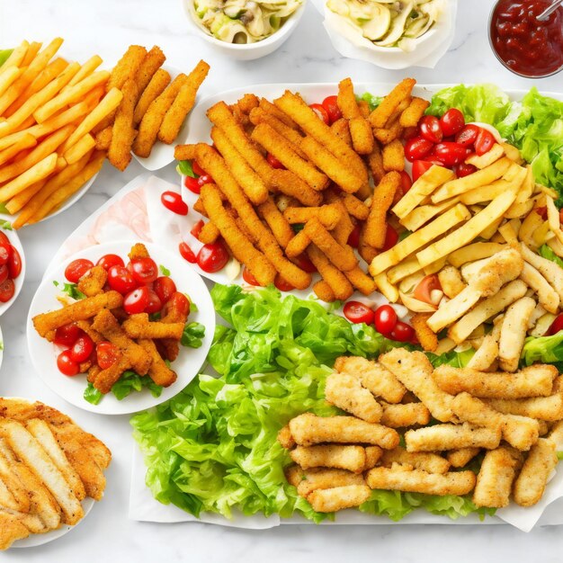 Diferentes tipos de fast food em uma visão diferente | Foto Premium Diferentes tipos de fast food em uma visão diferente | Foto Premium