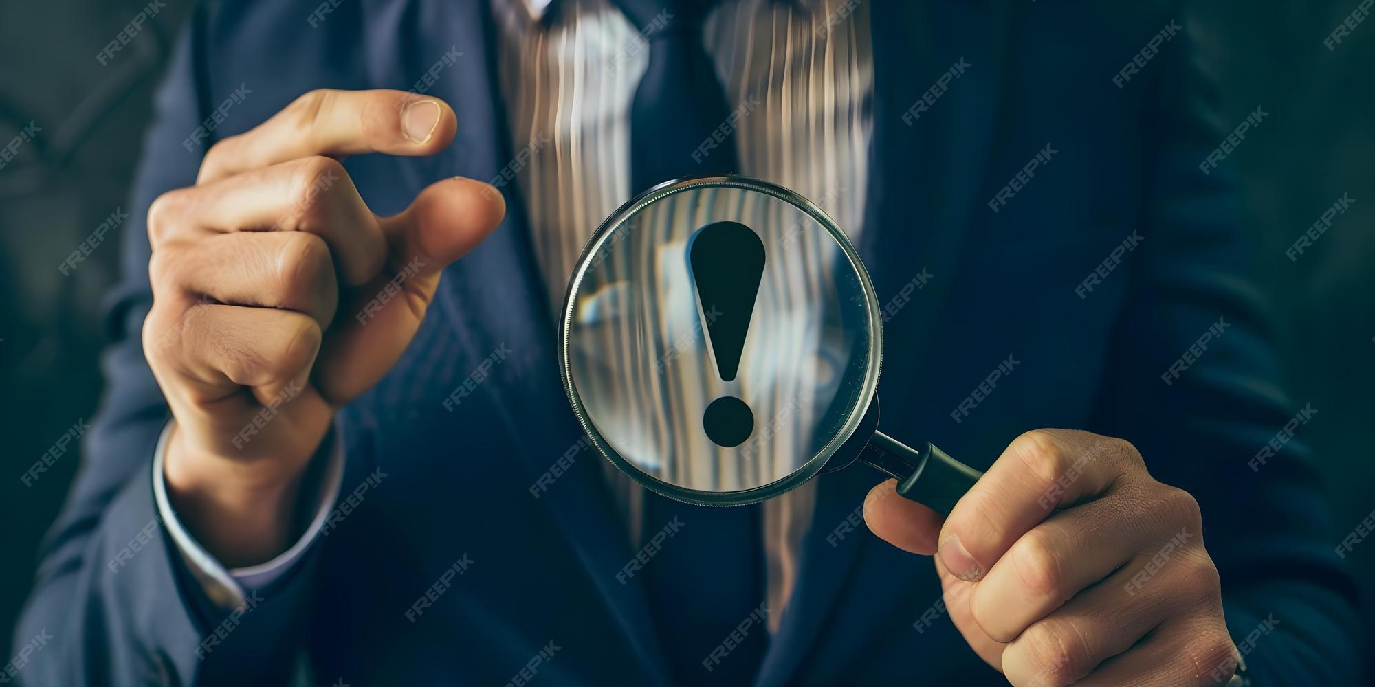 Empresário usando lupa para investigar incidente com sinal de ... Empresário usando lupa para investigar incidente com sinal de ...