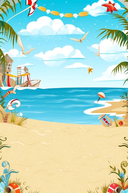 Una escena de playa con una escena de playa y una escena de playa ... Una escena de playa con una escena de playa y una escena de playa ...
