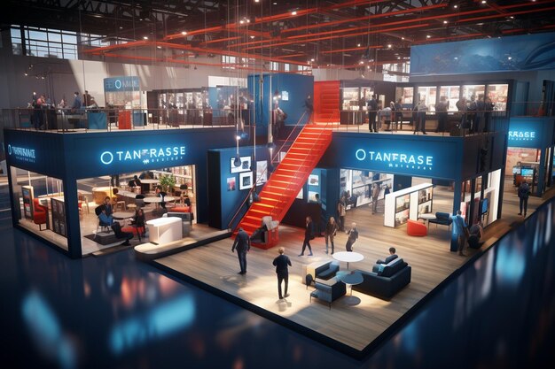 Escena Virtual De Una Feria Comercial Con Una Ia Generativa Interactiva