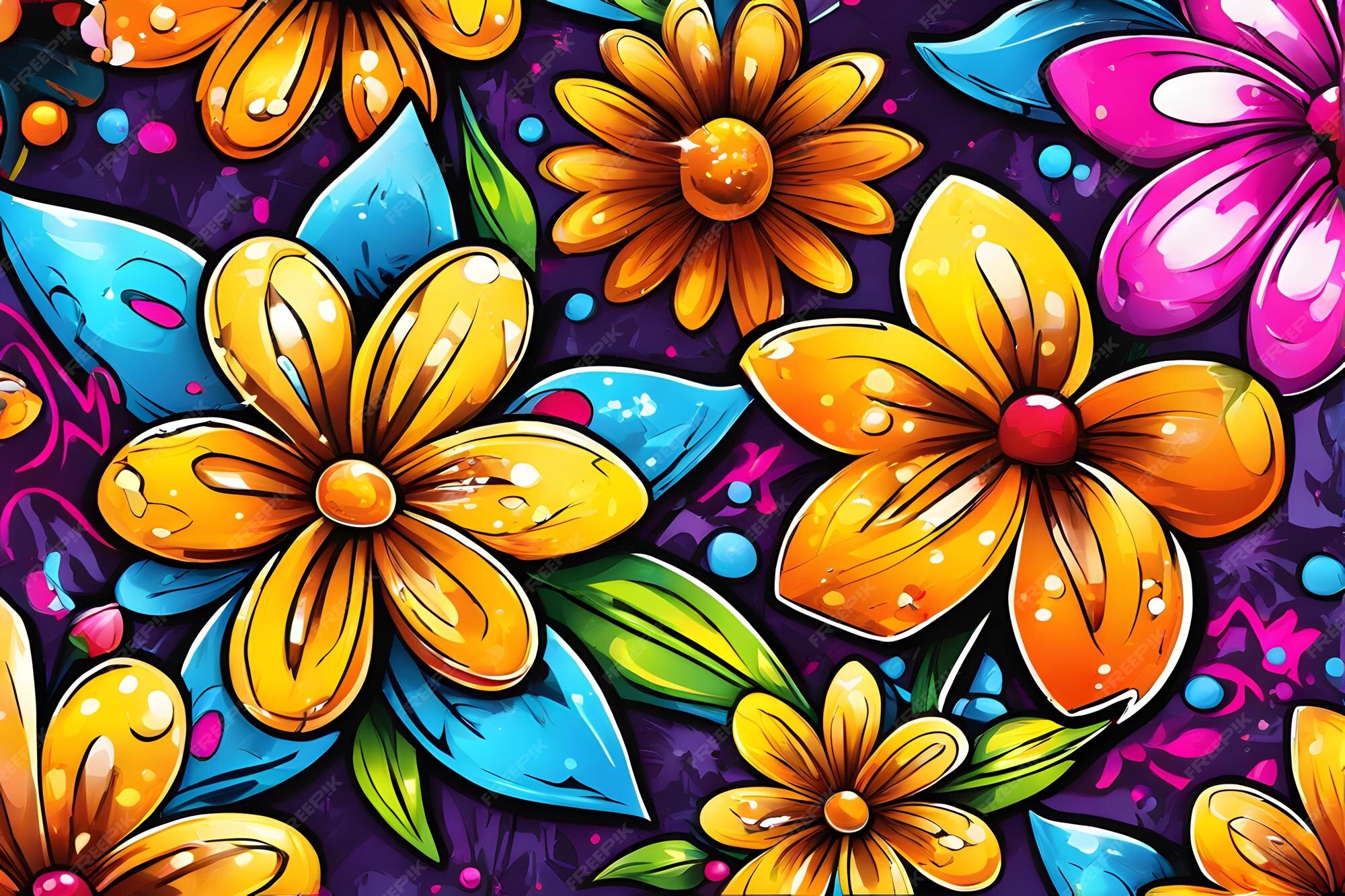 Fondo de pantalla de graffiti de flores Fondo de graffiti Patrón de ... Fondo de pantalla de graffiti de flores Fondo de graffiti Patrón de ...