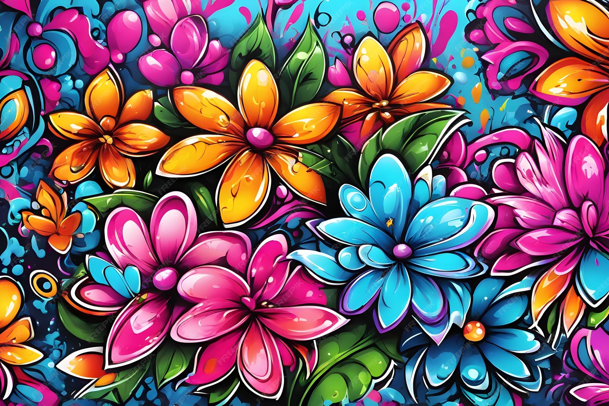 Fondo de pantalla de graffiti de flores Fondo de graffiti Patrón de ... Fondo de pantalla de graffiti de flores Fondo de graffiti Patrón de ...