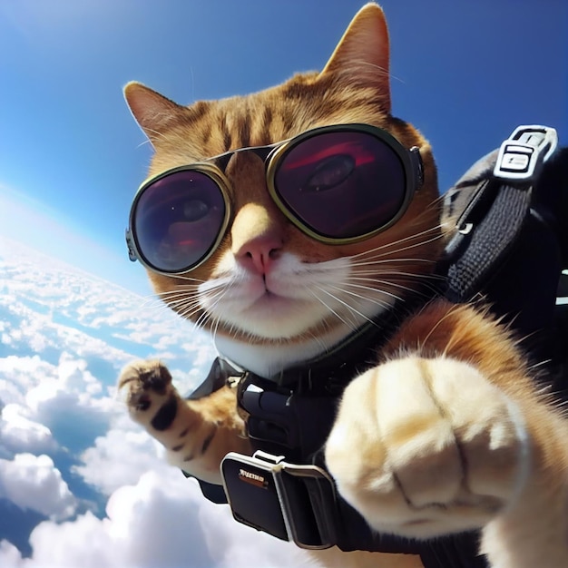 Gato branco usando óculos e uma mochila generativa ai | Foto Premium Gato branco usando óculos e uma mochila generativa ai | Foto Premium