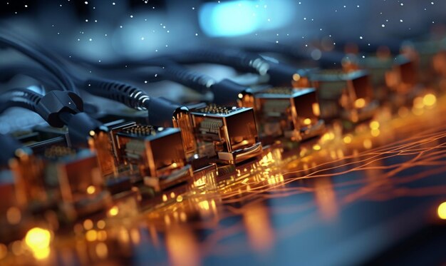 Hay muchos cables que están conectados a una placa base de computadora ... Hay muchos cables que están conectados a una placa base de computadora ...