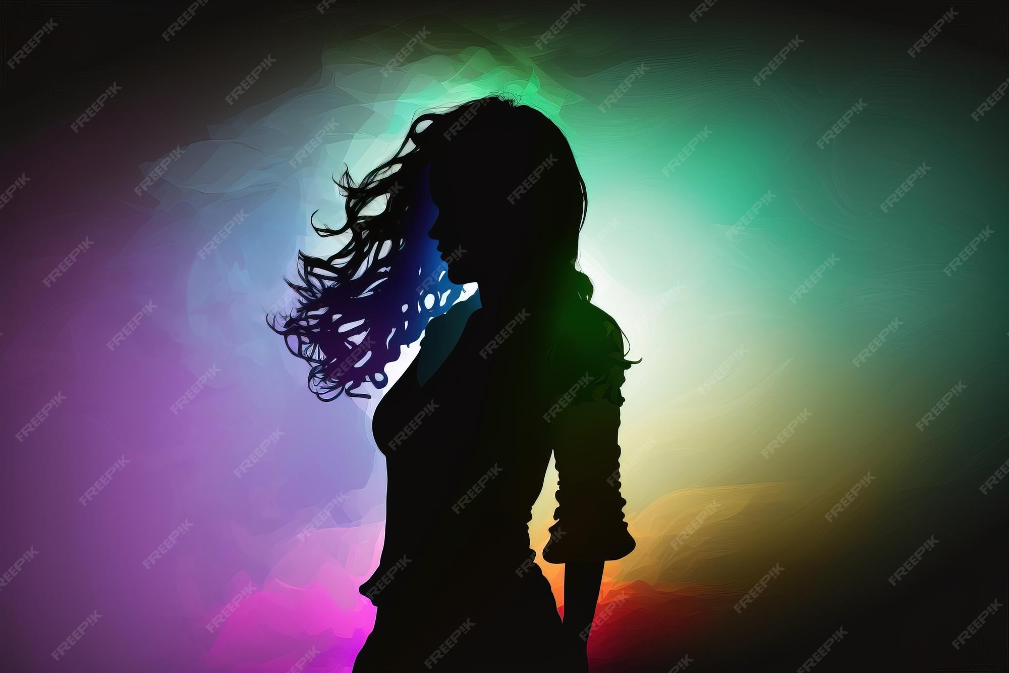 Una hermosa silueta de una figura de mujer en colores. | Foto Premium Una hermosa silueta de una figura de mujer en colores. | Foto Premium