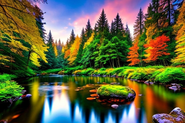 Hermoso paisaje de bosque mágico | Foto Premium Hermoso paisaje de bosque mágico | Foto Premium