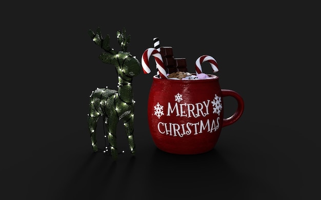 Ilustración 3d de bebidas navideñas, bebidas, cócteles, jarra roja y ... Ilustración 3d de bebidas navideñas, bebidas, cócteles, jarra roja y ...