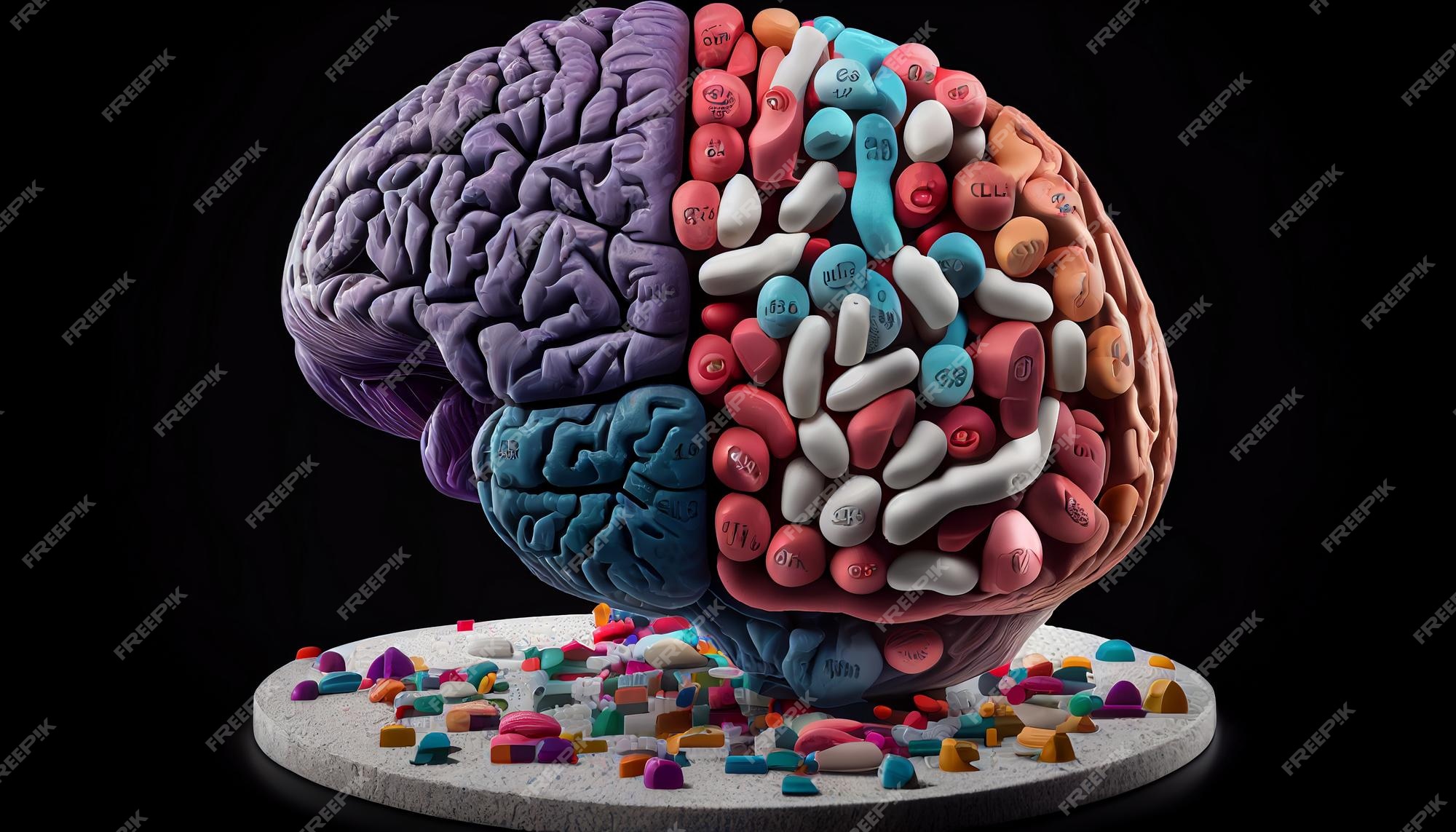 Imagen Del Cerebro Humano Usando Drogas Médicas Ia Generativa Foto