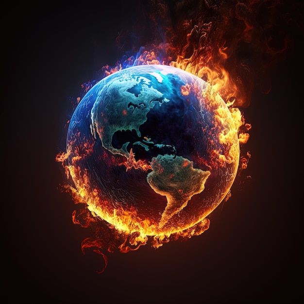 Una imagen de un planeta con la tierra en llamas y las palabras la ... Una imagen de un planeta con la tierra en llamas y las palabras la ...