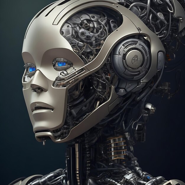 Inteligencia artificial en cabeza humanoide | Foto Premium Inteligencia artificial en cabeza humanoide | Foto Premium