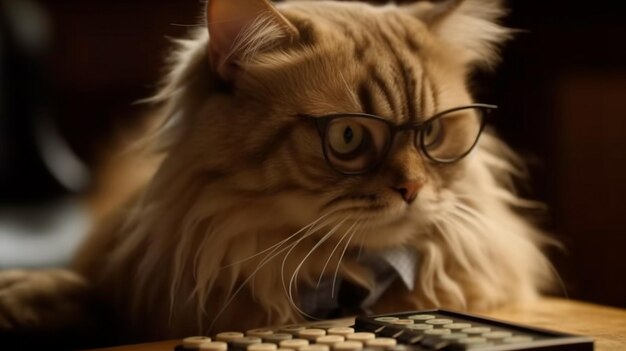 Lindo gato con anteojos calcula el concepto de presupuesto familiar de ... Lindo gato con anteojos calcula el concepto de presupuesto familiar de ...