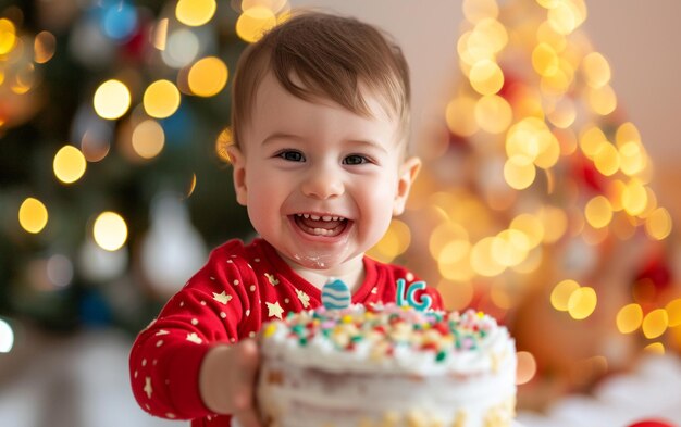 Lindo niño sonriente sosteniendo un pastel de cumpleaños | Foto Premium Lindo niño sonriente sosteniendo un pastel de cumpleaños | Foto Premium