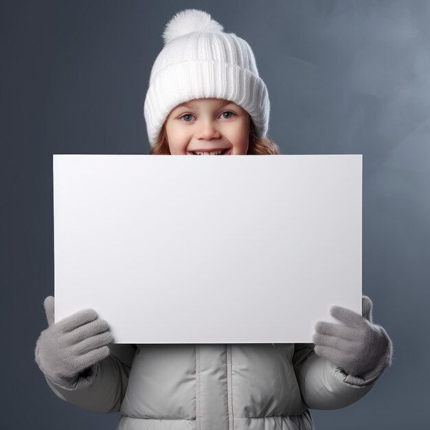 Niño feliz sosteniendo un cartel blanco en blanco | Foto Premium Niño feliz sosteniendo un cartel blanco en blanco | Foto Premium