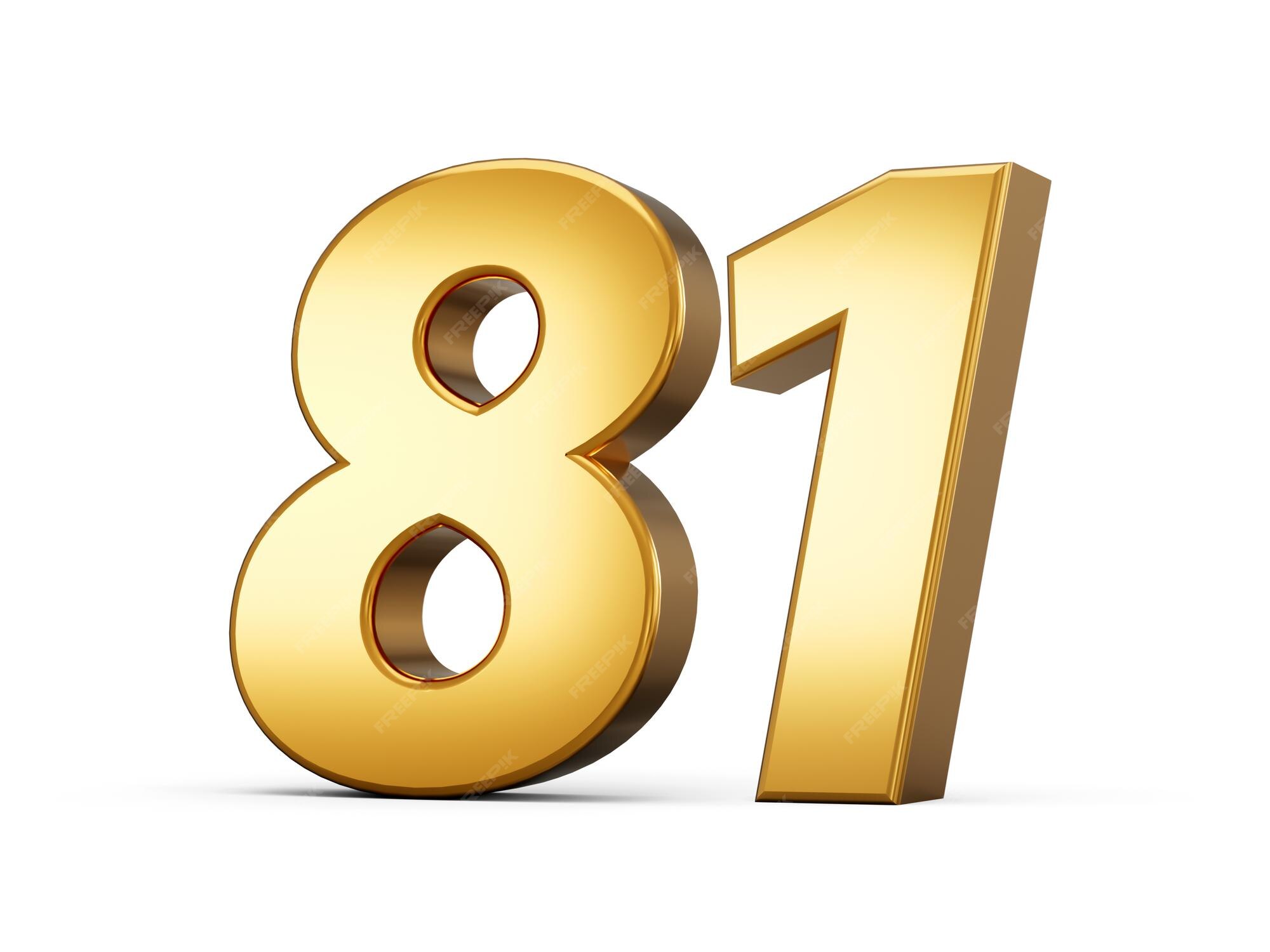 Número de oro brillante 3d 81 ochenta y uno número de oro 3d aislado ... Número de oro brillante 3d 81 ochenta y uno número de oro 3d aislado ...