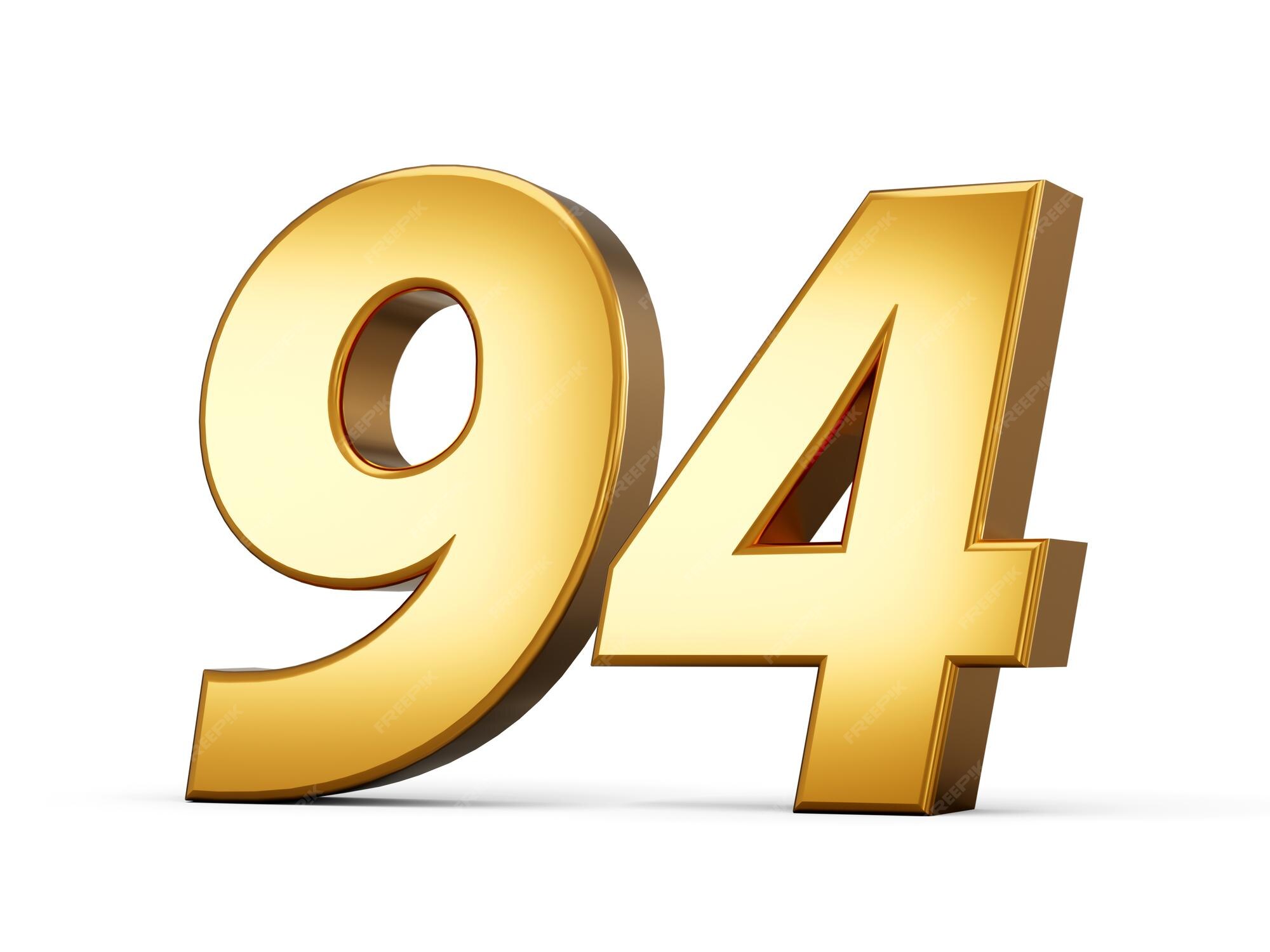 Número de oro brillante 3d 94 noventa y cuatro número de oro 3d aislado ... Número de oro brillante 3d 94 noventa y cuatro número de oro 3d aislado ...