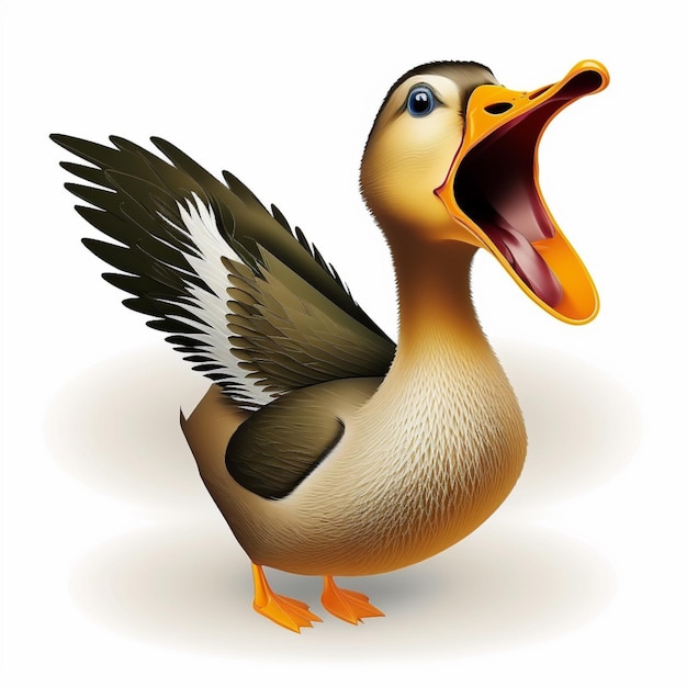 Pato de dibujos animados con la boca abierta y el pico abierto en fondo ... Pato de dibujos animados con la boca abierta y el pico abierto en fondo ...