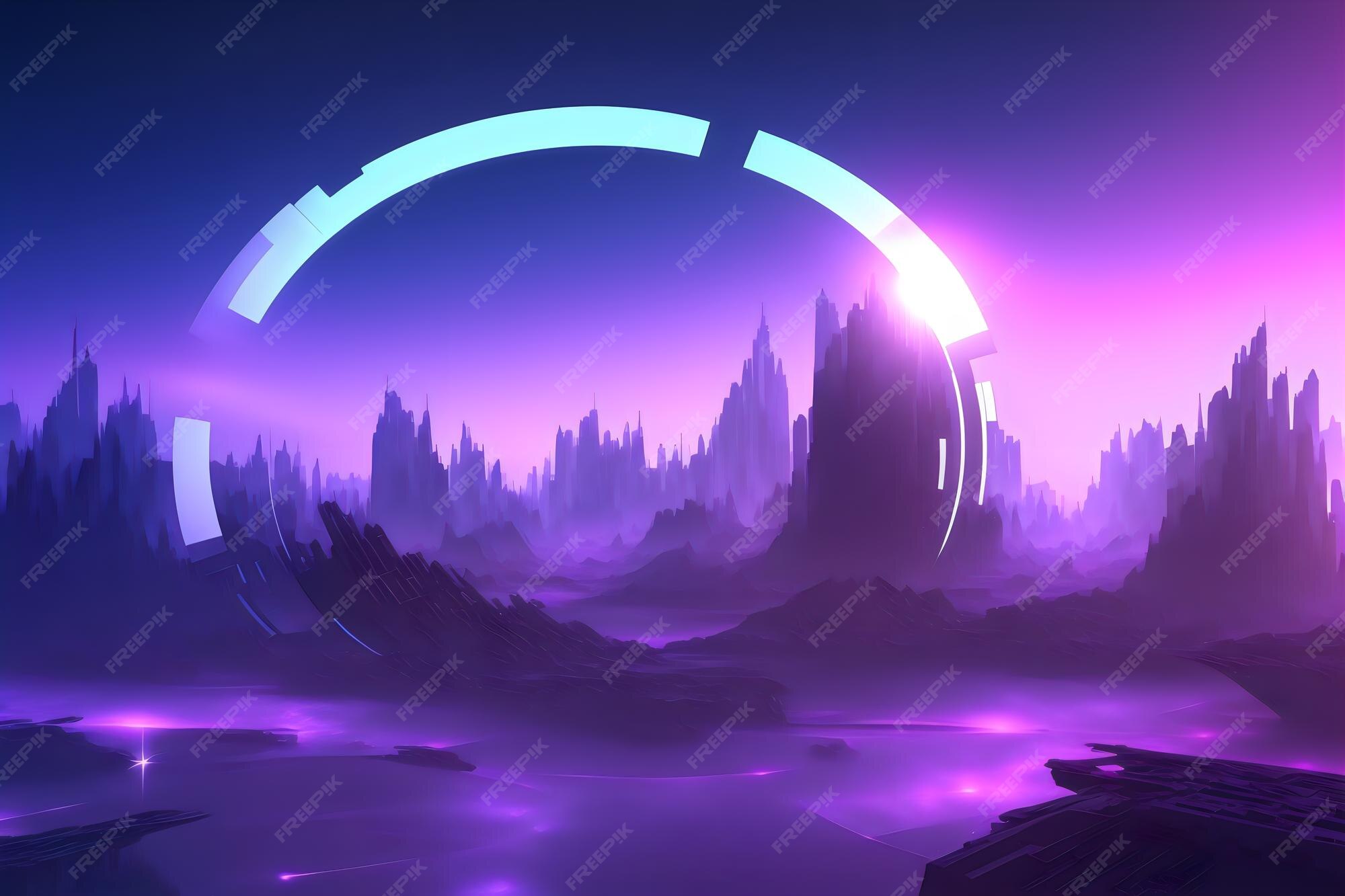 Planeta morado con un fondo morado y un planeta morado en el medio ... Planeta morado con un fondo morado y un planeta morado en el medio ...