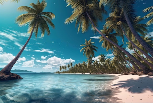 Una playa con palmeras arena blanca y mar | Foto Premium Una playa con palmeras arena blanca y mar | Foto Premium