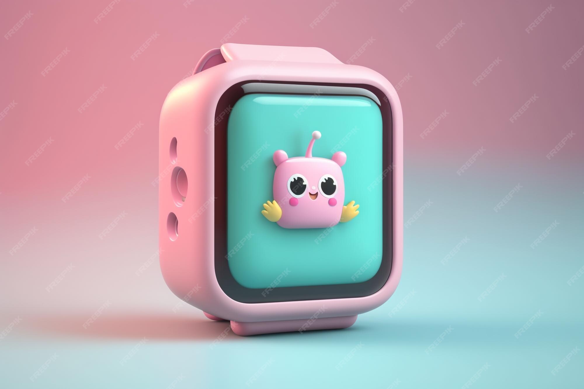 Un reloj rosa con una esfera rosa y un cuadrado rosa con un búho de ... Un reloj rosa con una esfera rosa y un cuadrado rosa con un búho de ...
