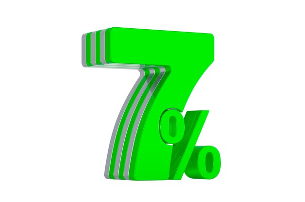 Representación 3d del concepto de descuento verde del 7 por ciento ... Representación 3d del concepto de descuento verde del 7 por ciento ...