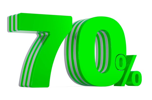 Representación 3d del concepto de descuento verde del 70 por ciento ... Representación 3d del concepto de descuento verde del 70 por ciento ...