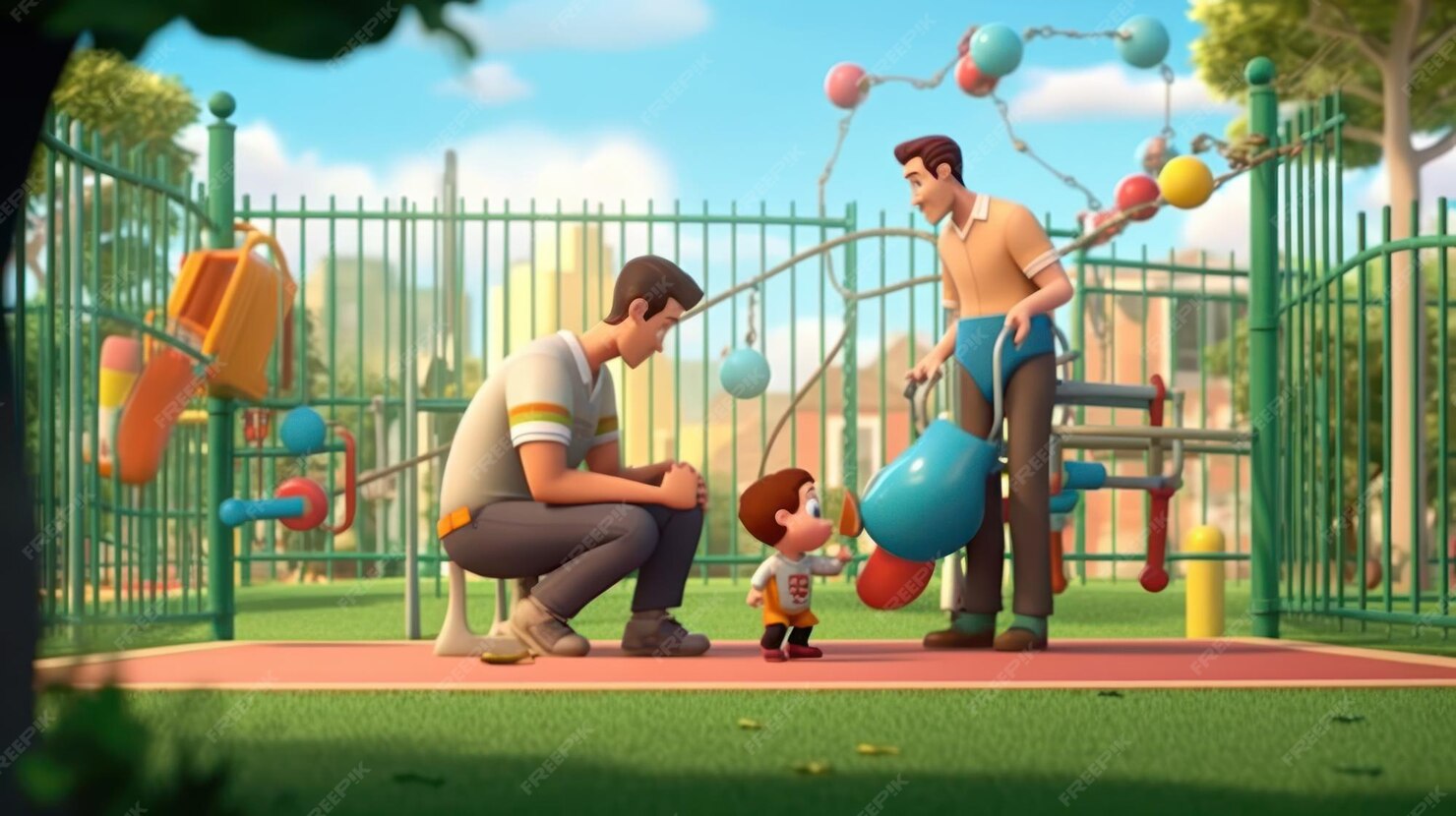 Representación Del Día Del Padre Juego Con Estilo De Dibujos Animados En Una Tierra De Disney Al