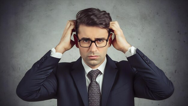 Retrato de un hombre de negocios descontento rascándose la cabeza ... Retrato de un hombre de negocios descontento rascándose la cabeza ...