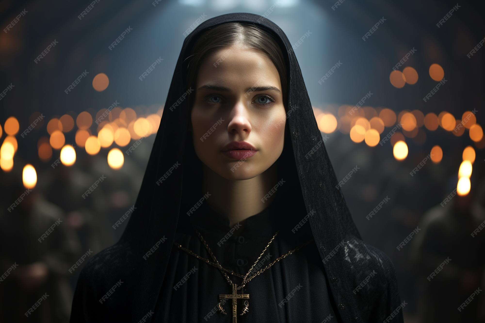 Una Sierva De La Iglesia Y De Dios Una Monja Una Mujer Orando A Jesucristo Religión Redención