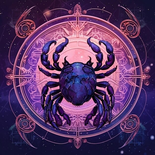 Signo Del Zodiaco Cáncer Con Una Silueta De Un Cangrejo Azul En Un