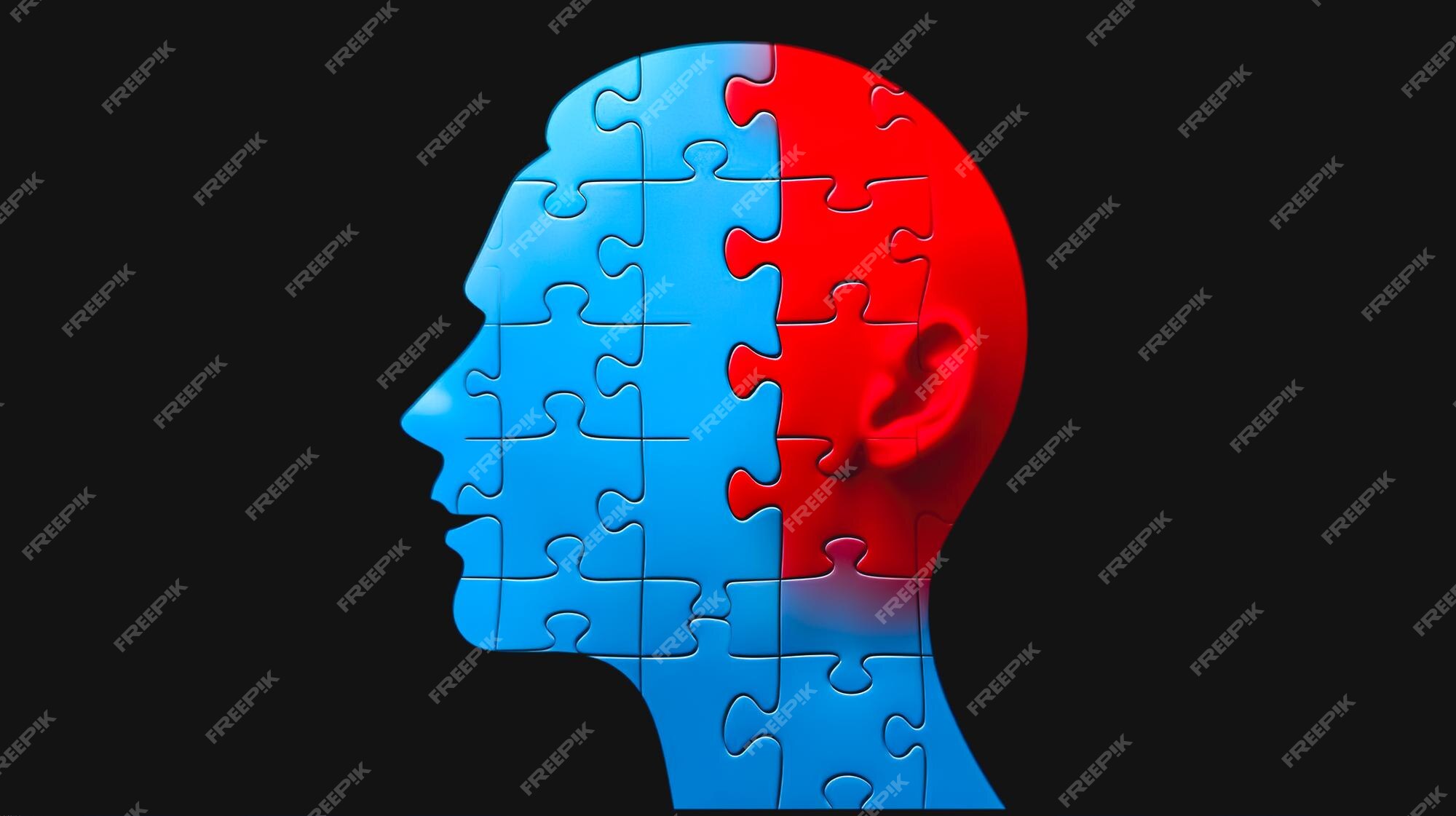 Silueta De Perfil Masculino Con Cerebro Poligonal Abstracto Ai Generativo Foto Premium
