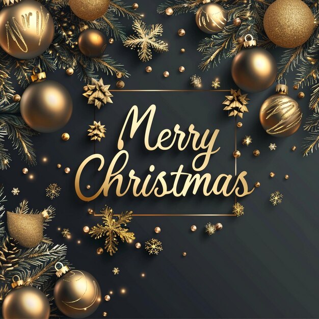 Una tarjeta de Navidad con letras doradas que dicen Feliz Navidad ... Una tarjeta de Navidad con letras doradas que dicen Feliz Navidad ...