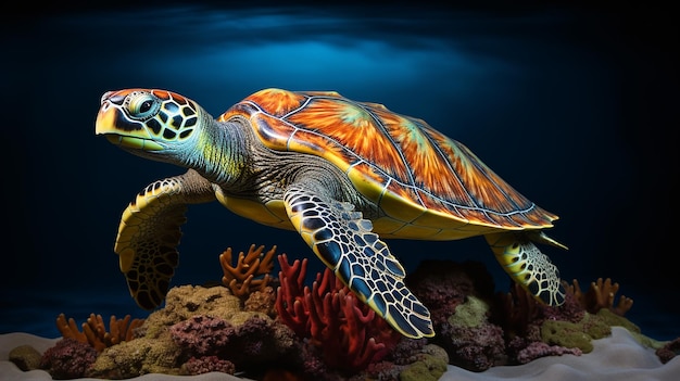 Tartaruga-de-pente eretmochelys imbricata | imagem Premium gerada com IA Tartaruga-de-pente eretmochelys imbricata | imagem Premium gerada com IA