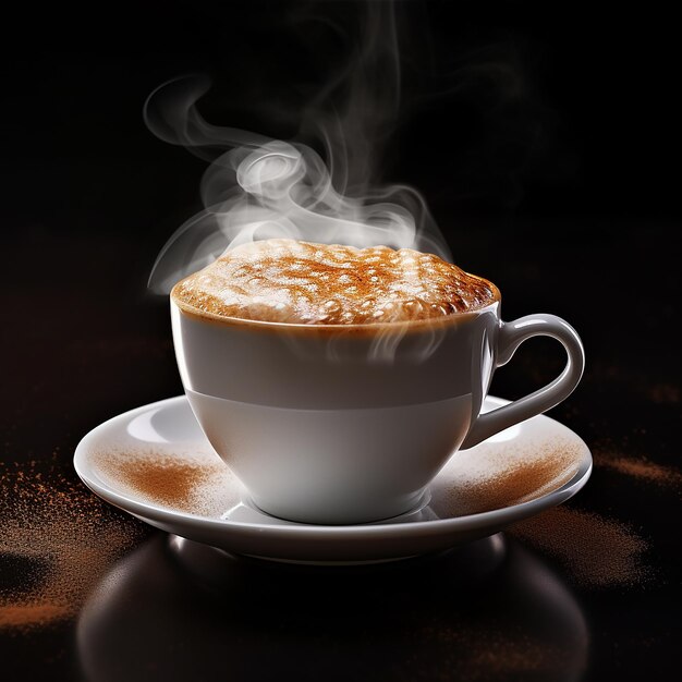 Taza Steamy Elixir De Café Caliente Con Espuma Delicada Foto Premium