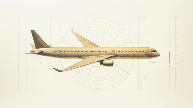 Um modelo de um avião com um desenho de um avião na parte inferior ... Um modelo de um avião com um desenho de um avião na parte inferior ...
