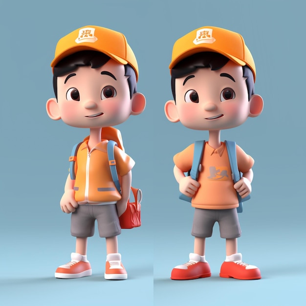 Um Personagem De Desenho Animado Com Uma Mochila E Uma Mochila Foto
