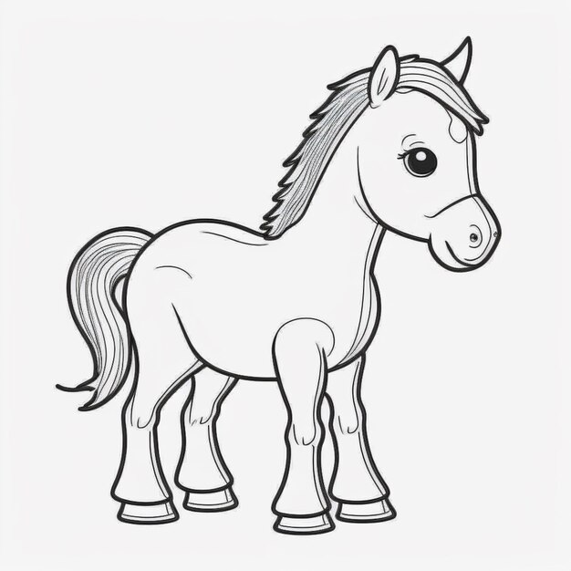 Uma página para colorir de um cavalo com uma longa crina e uma longa ... Uma página para colorir de um cavalo com uma longa crina e uma longa ...