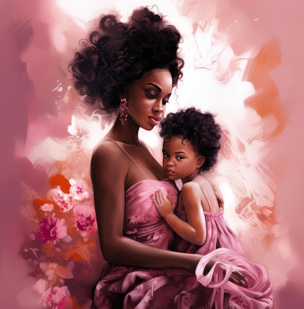 Uma pintura de uma mulher e seu filho | Foto Premium Uma pintura de uma mulher e seu filho | Foto Premium